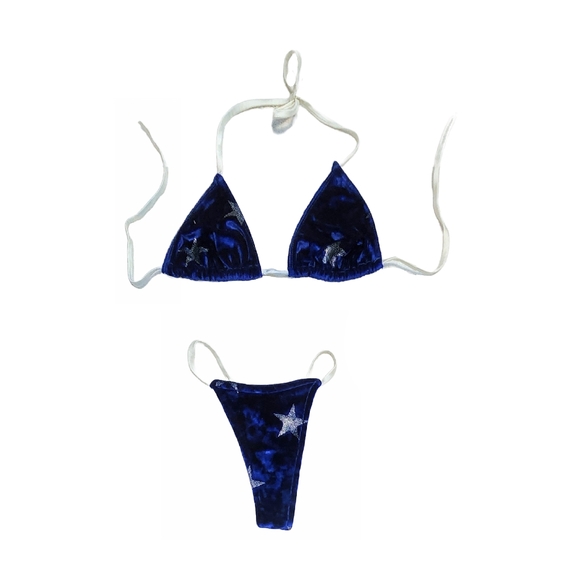 Unbranded | Intimates & Sleepwear | Blue Velvet Stars Silver Straps ...